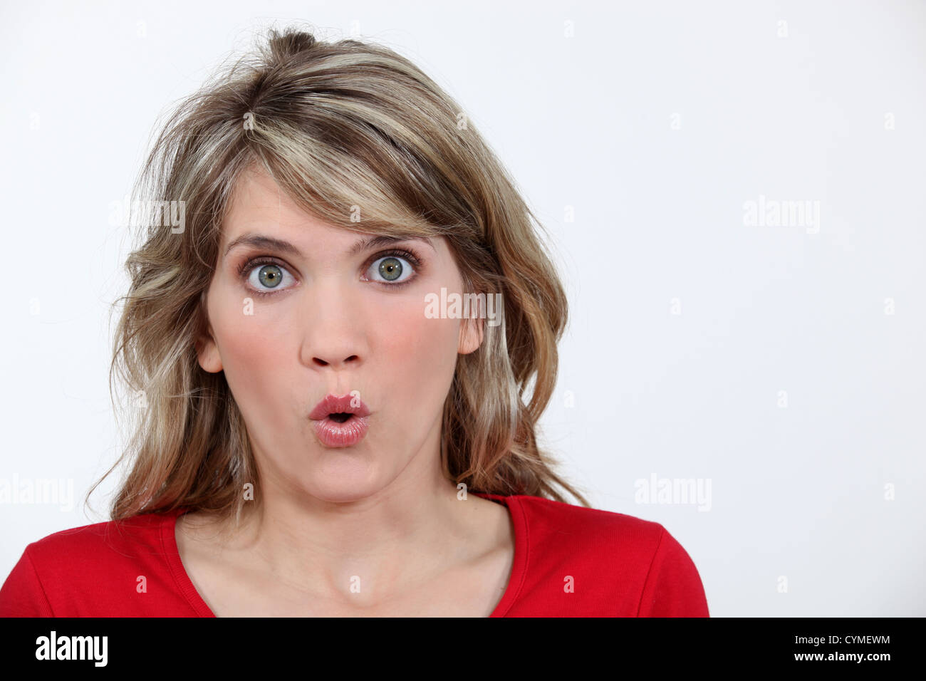 Portrait of open-mouthed woman Stock Photo - Alamy
