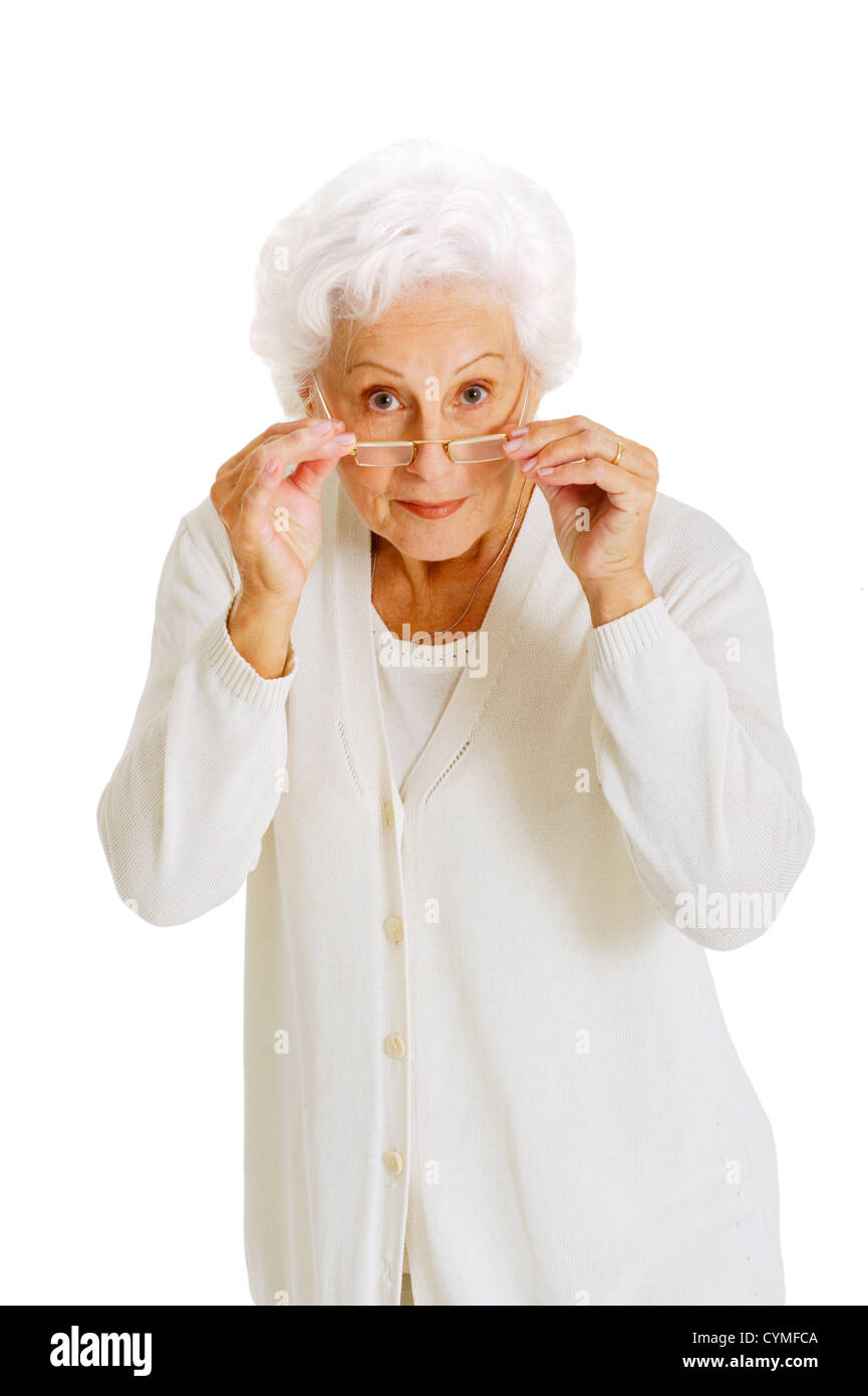 elderly woman with glasses Stock Photo - Alamy