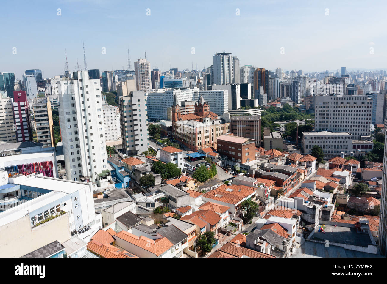 Buildings in Liberdade district, aerial view, downtown Sao Paulo ...