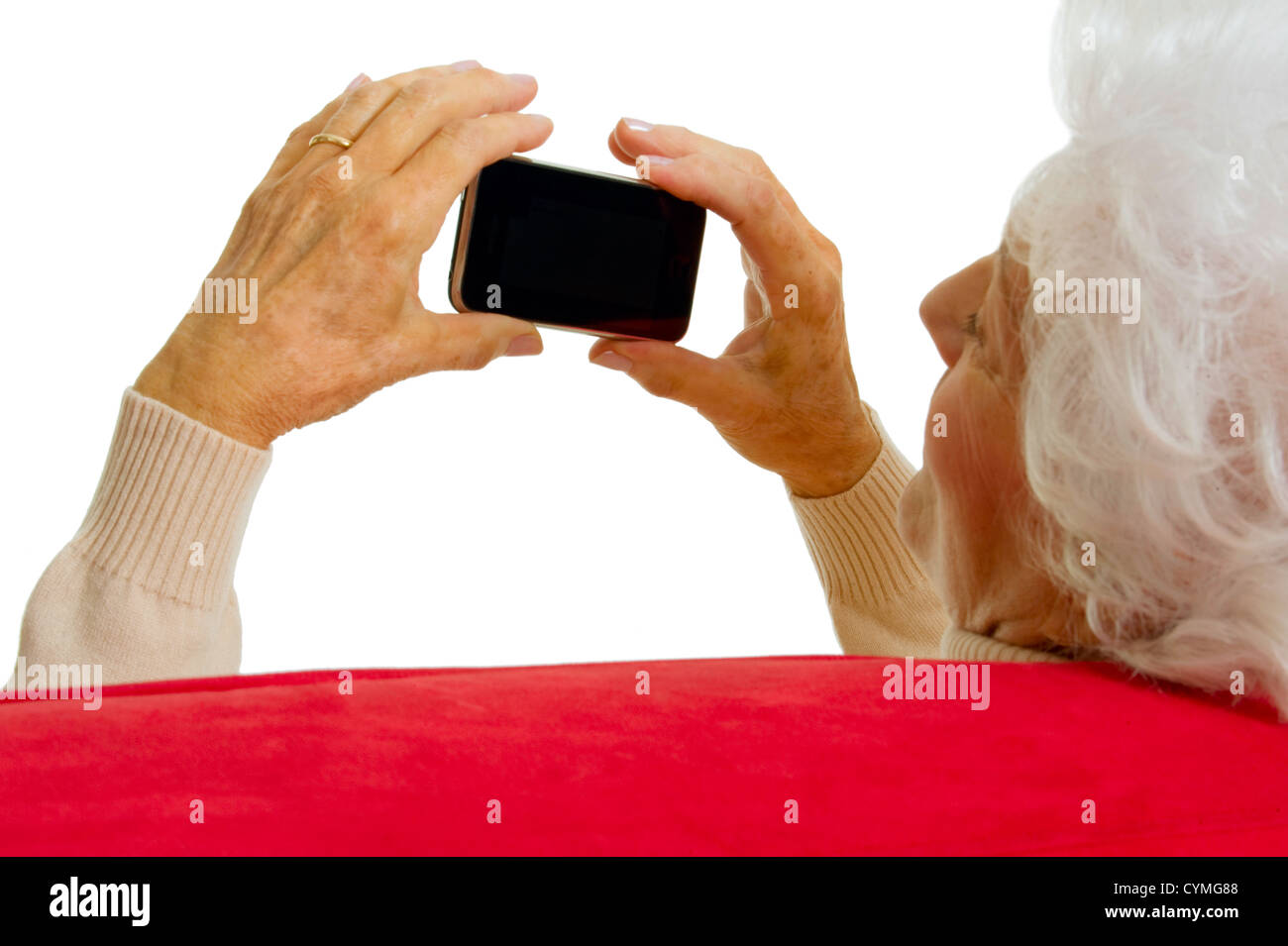 elderly woman with smart phone Stock Photo - Alamy