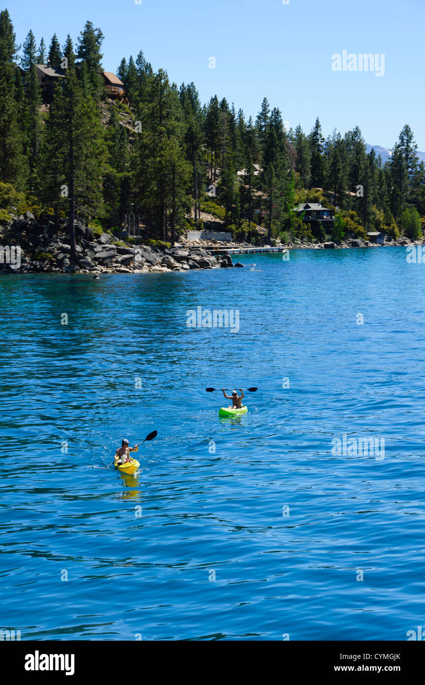 Lake Tahoe - canoe or kayak paddling on the lake near Zephyr cove Stock ...