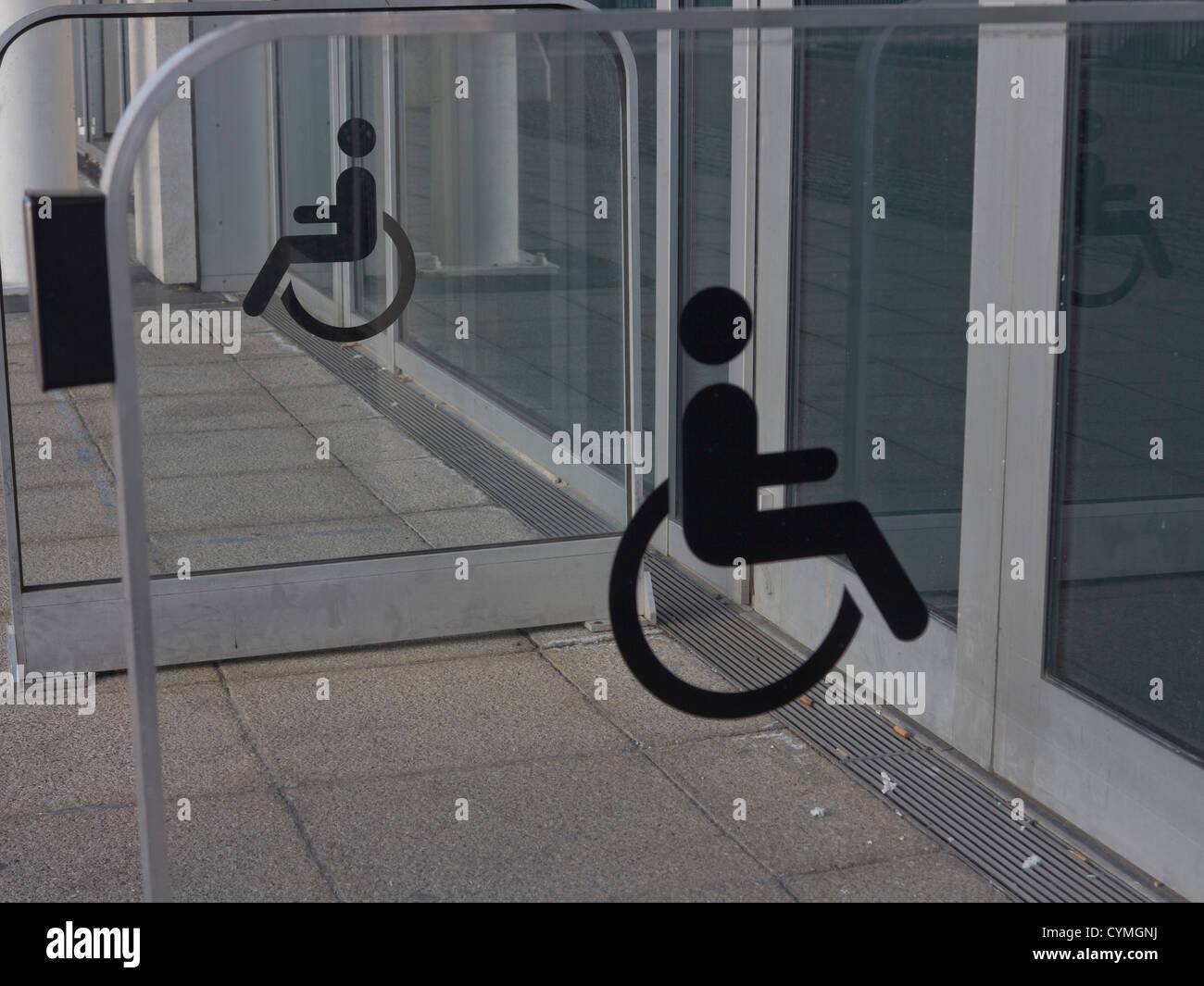 Disabled access sign in a building in Manchester, UK Stock Photo - Alamy