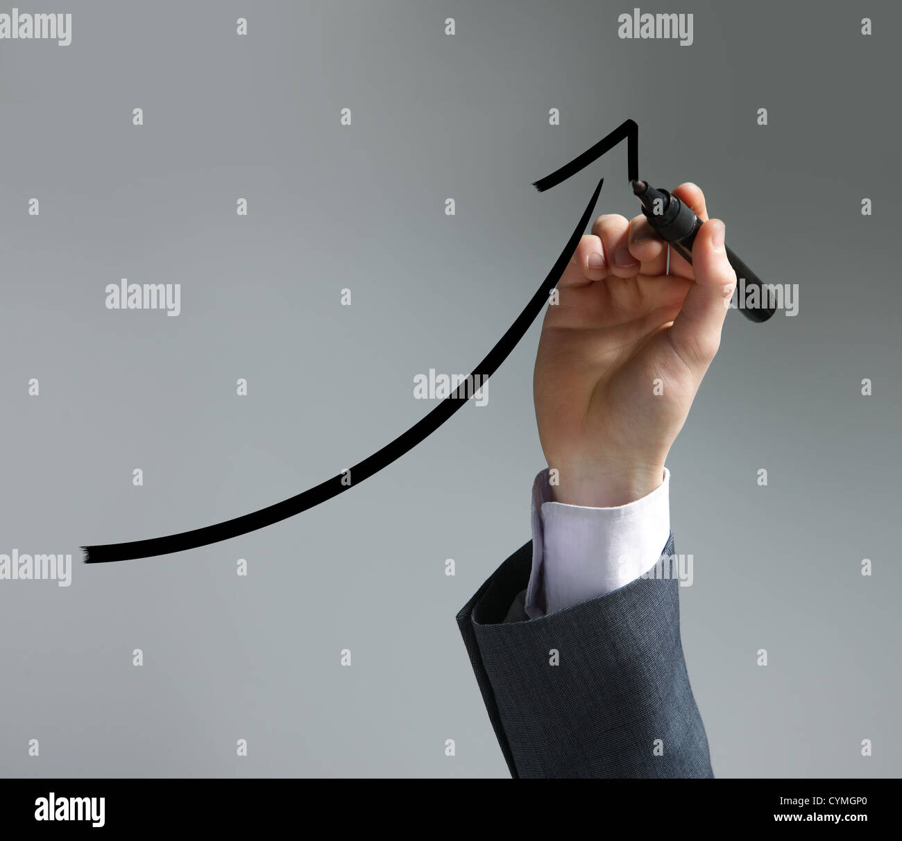 Businessman drawing a uptrend chart on screen Stock Photo - Alamy
