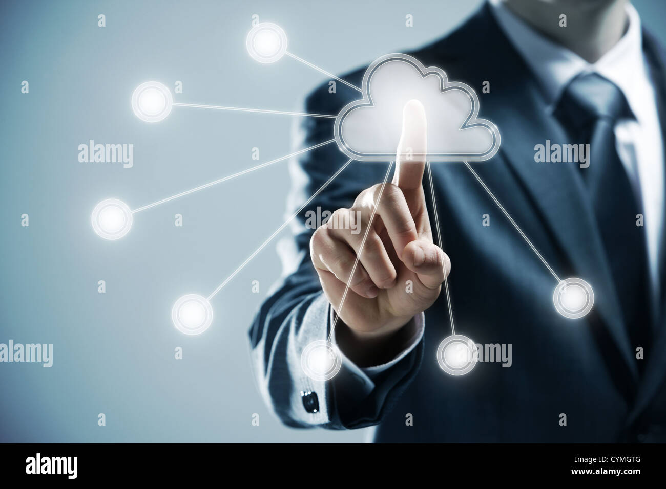 futuristic display: Cloud computing touchscreen interface Stock Photo ...