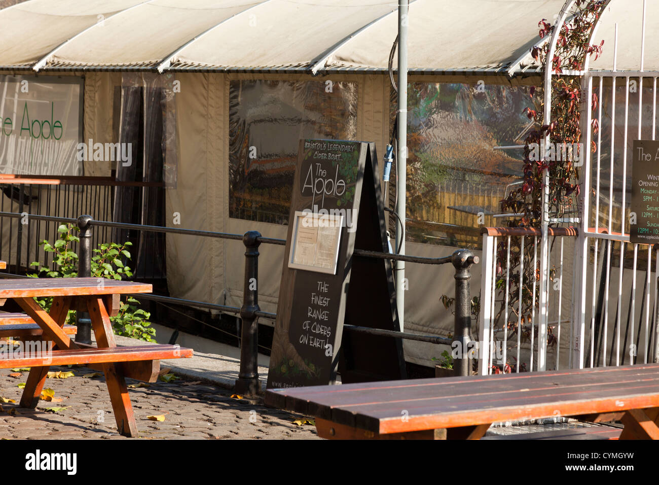 The Apple floating restaurant moored at Welsh back, Bristol, England ...