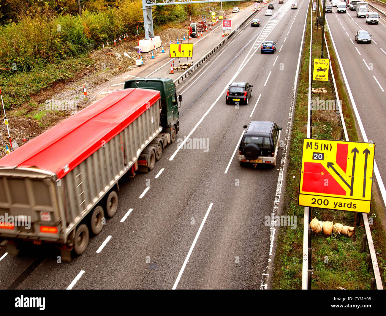 Road works on the M4 Motorway near Bristol, England, November 2012 ...