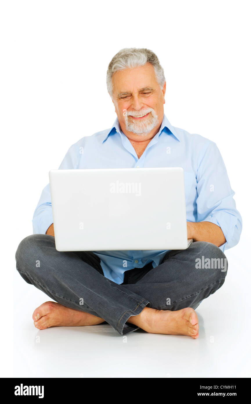 elderly man using laptop Stock Photo - Alamy