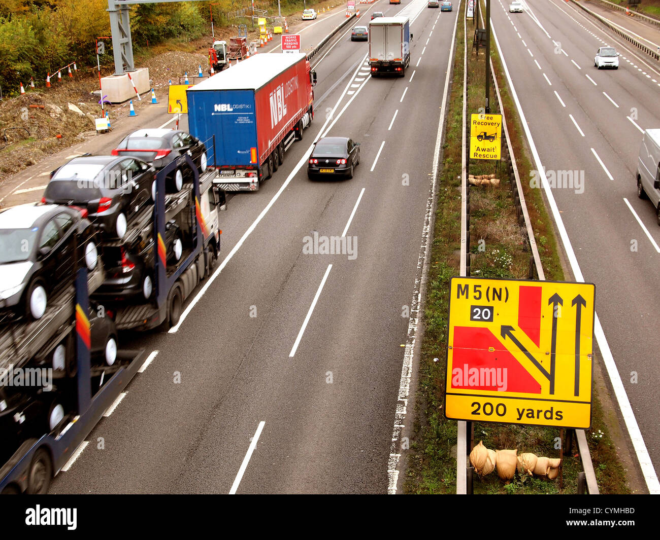 Road works on the M4 Motorway near Bristol, England, November 2012 ...