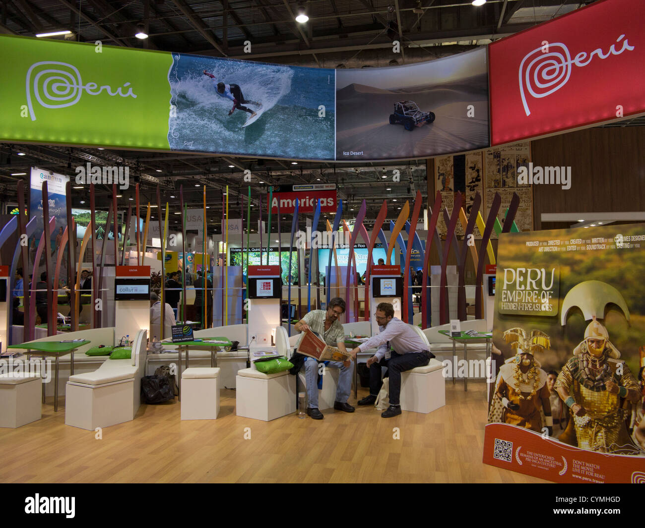 Visitors to the Peru stand World Travel Market at the Excel convention ...