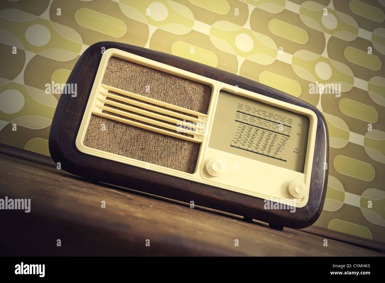 antique radio on vintage background Stock Photo - Alamy