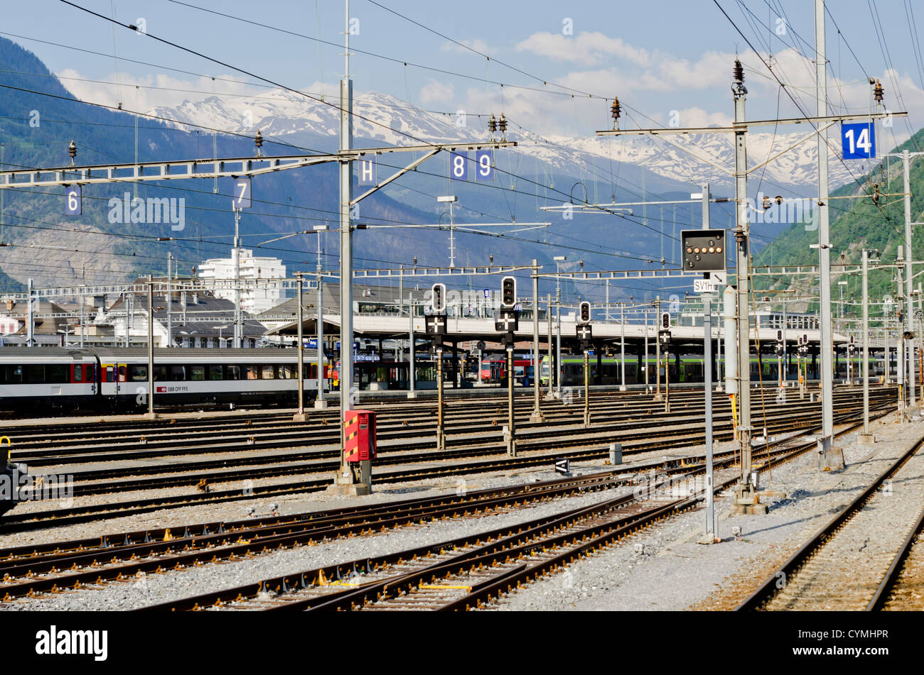 Train Station in Switzerland Stock Photo - Alamy