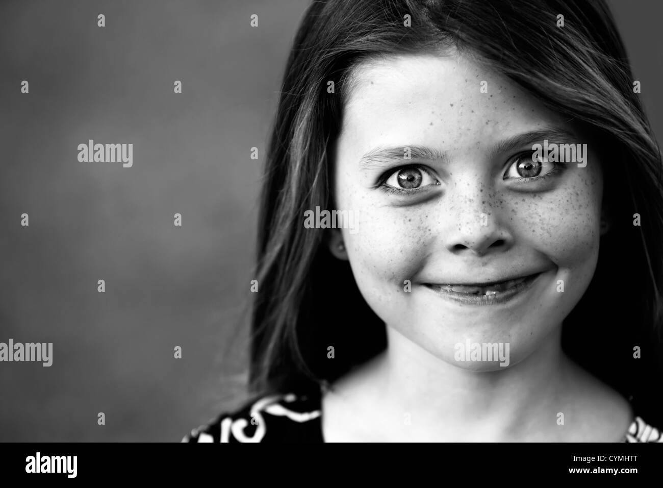 Pretty Young Girl with Freckles and a Big Smile Stock Photo - Alamy