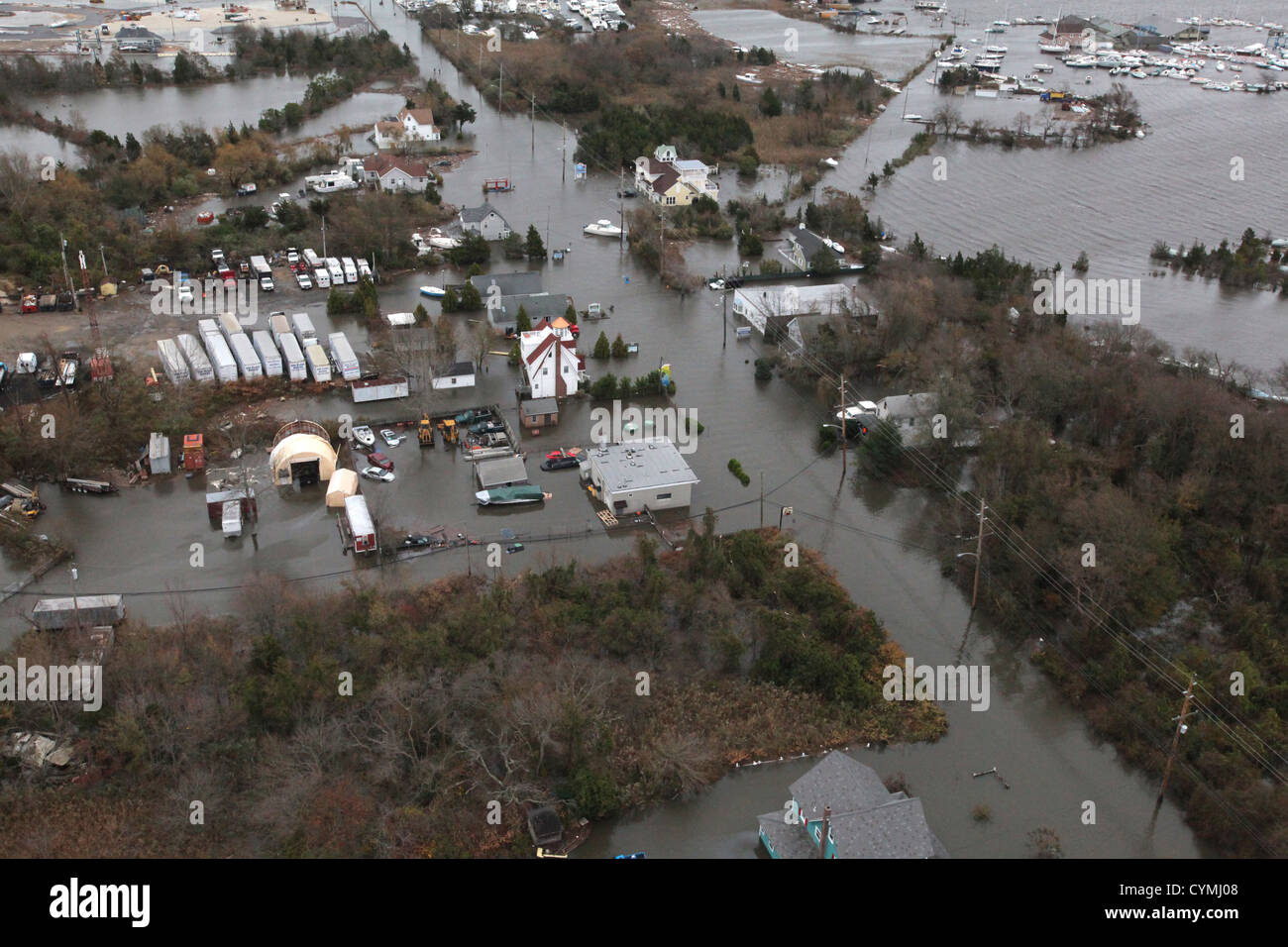 Aerial views of the damage caused by Hurricane Sandy to the New Jersey ...