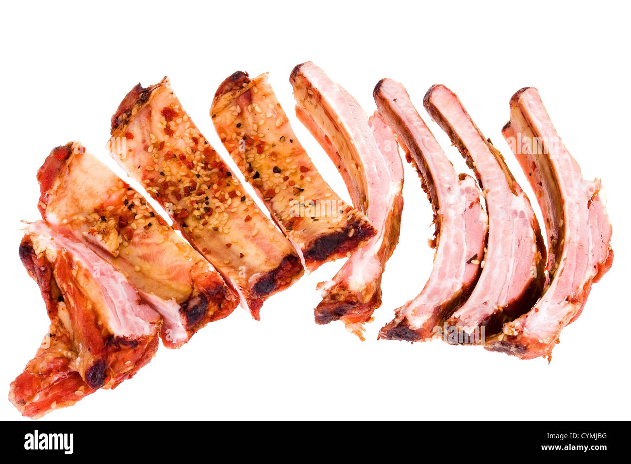 smoked meat isolated on white background Stock Photo - Alamy
