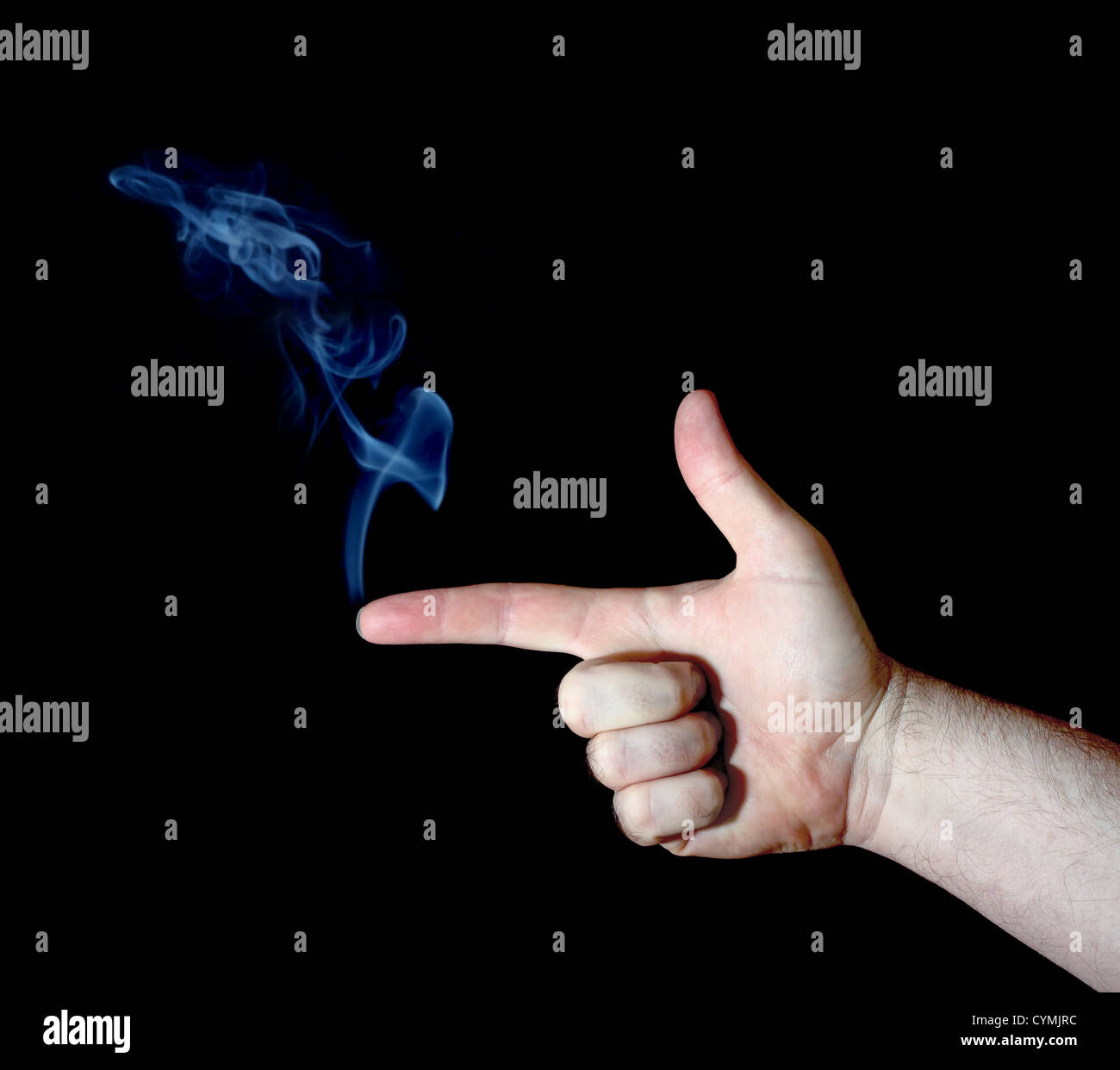 Hand gun smoke hi-res stock photography and images - Alamy
