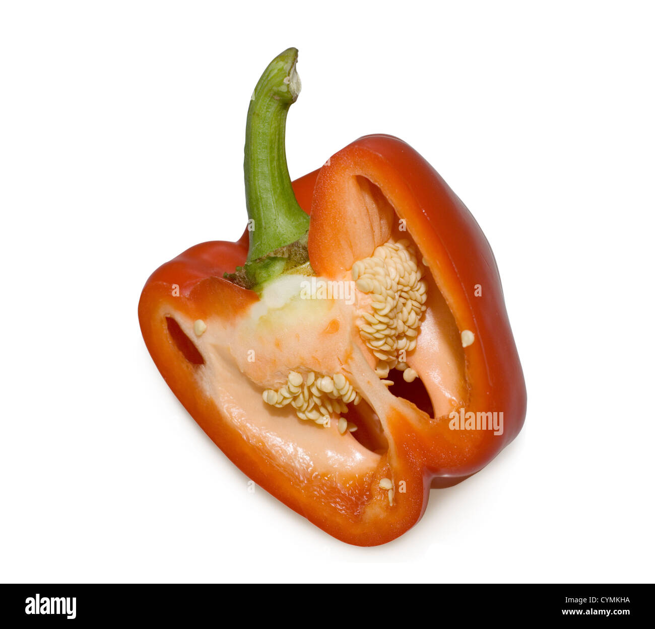 Isolated red juicy paprika sliced in the middle Stock Photo - Alamy