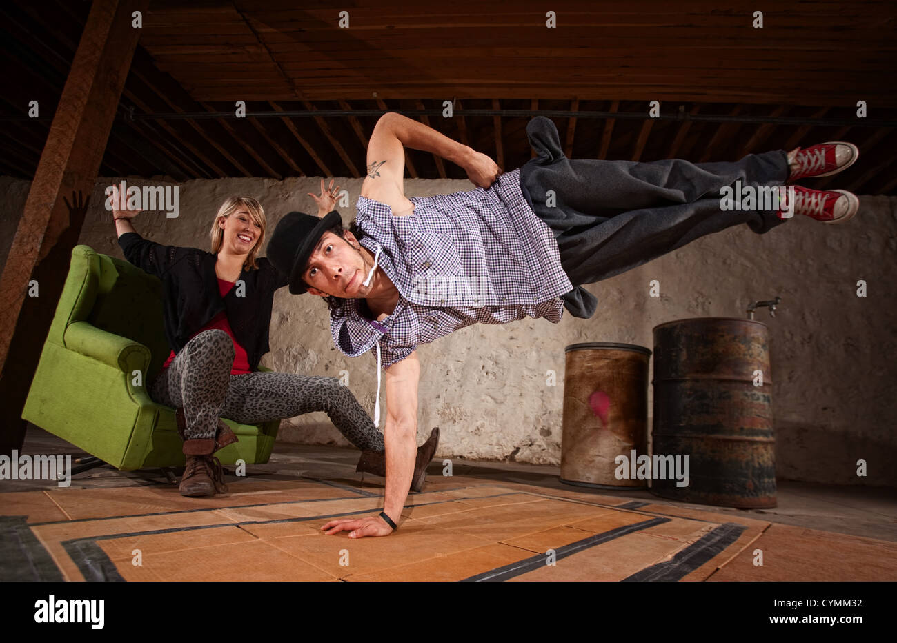Arab freestyle break dancer in mid air Stock Photo - Alamy