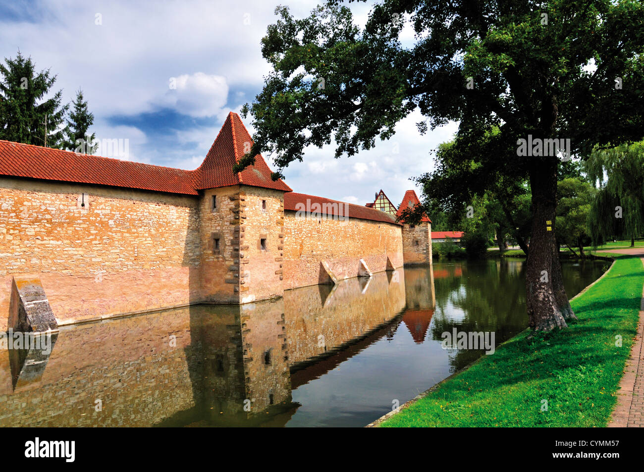 Germany, Bavaria: Medieval firing trench and city wall in Weissenburg ...