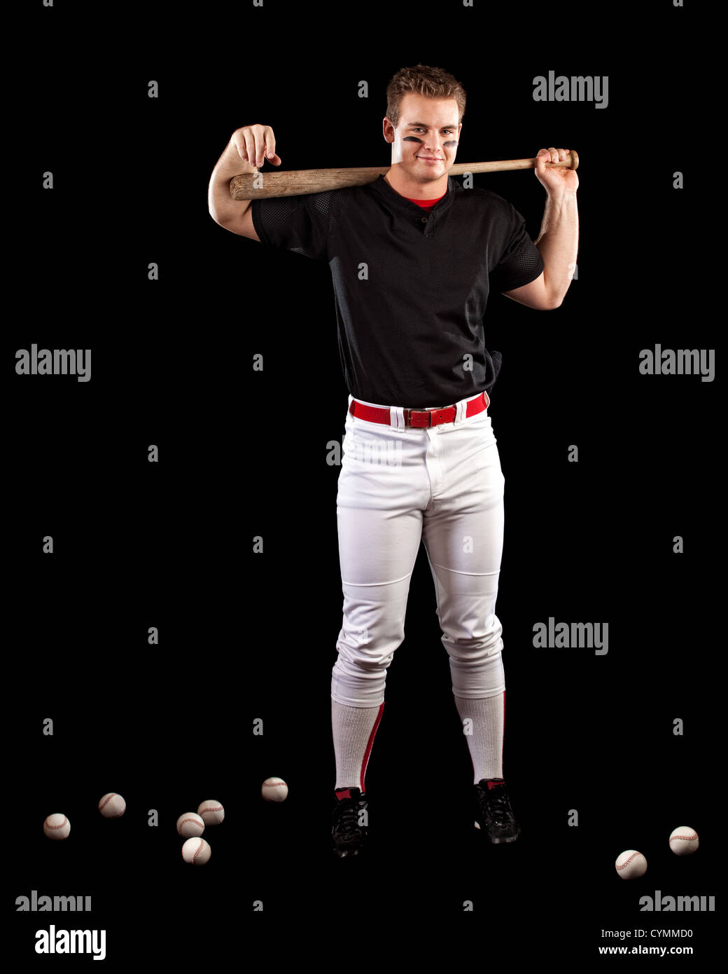 Baseball man bat smile hi-res stock photography and images - Alamy