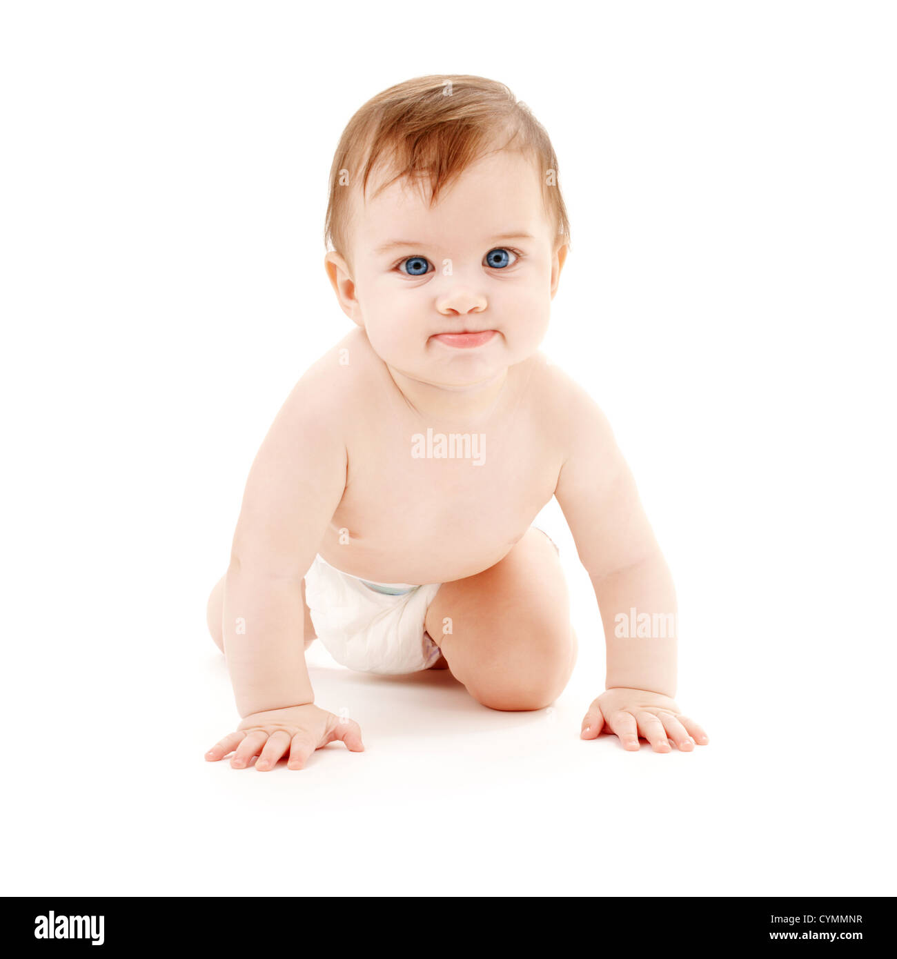 bright picture of crawling baby boy in diaper Stock Photo - Alamy