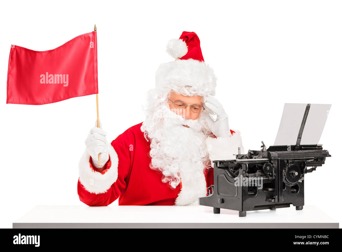 Thoughtful santa claus typing machine hi-res stock photography and ...