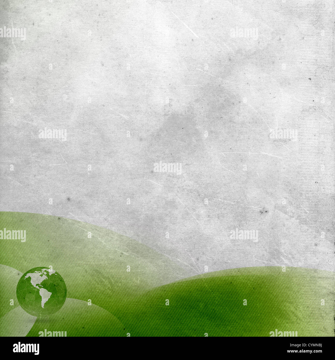 Old paper background with green abstract design and world globe Stock ...