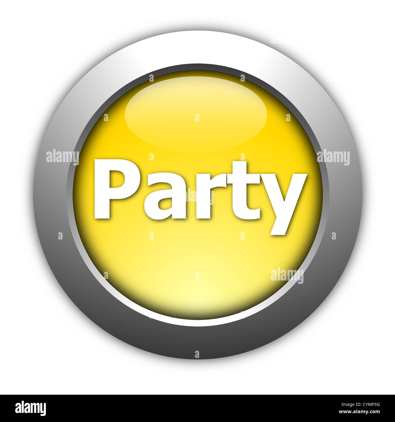 party and fun button isolated on white background Stock Photo - Alamy