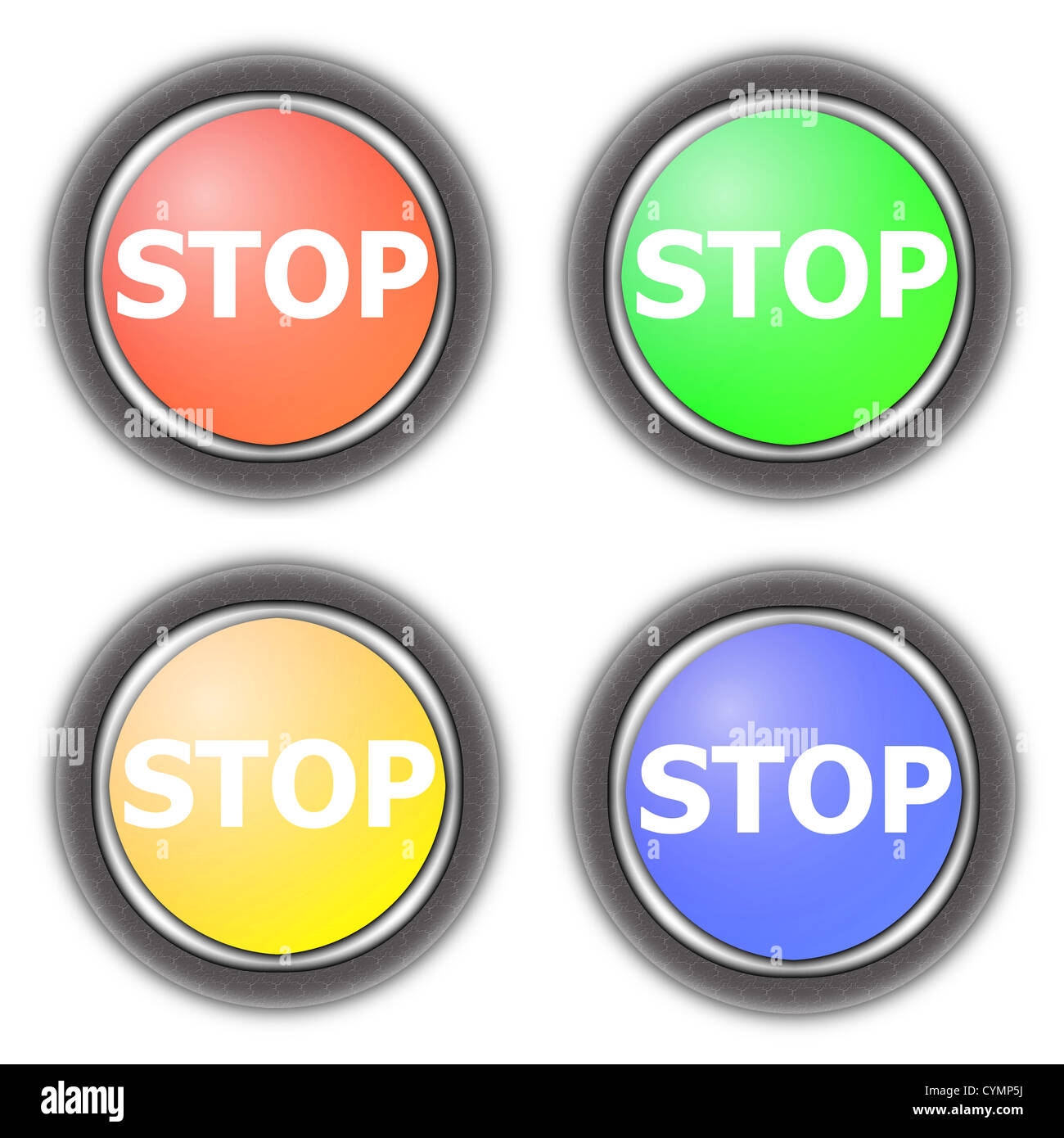 stop button collection isolated on white background Stock Photo - Alamy