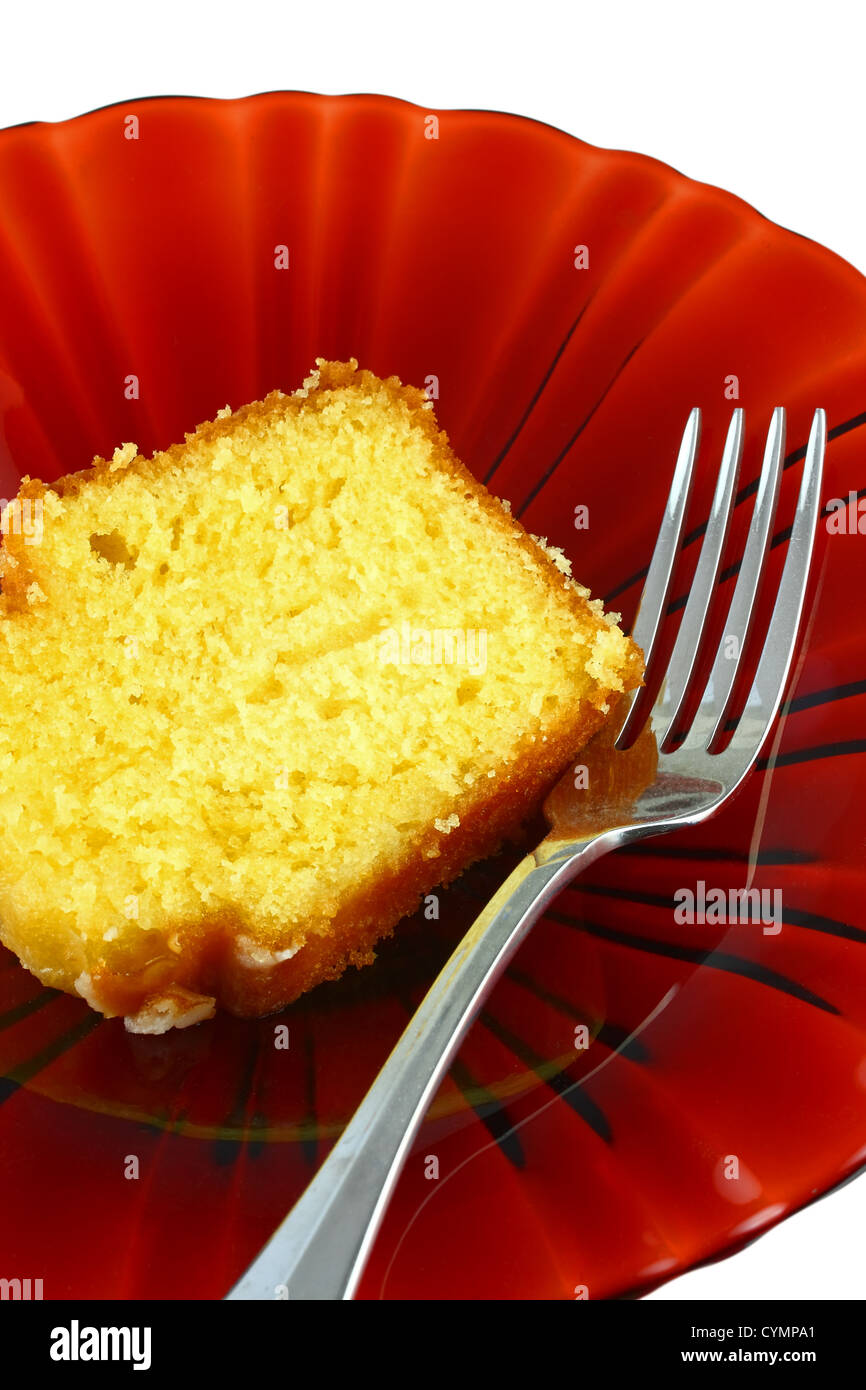 Slice of cake with fork Stock Photo - Alamy