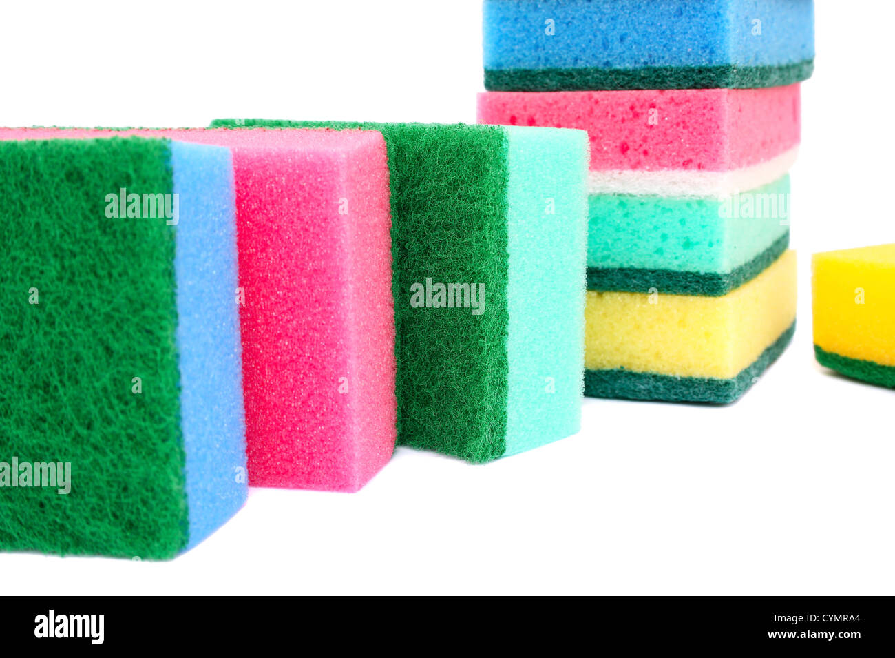Colorful sponges isolated on white background Stock Photo - Alamy