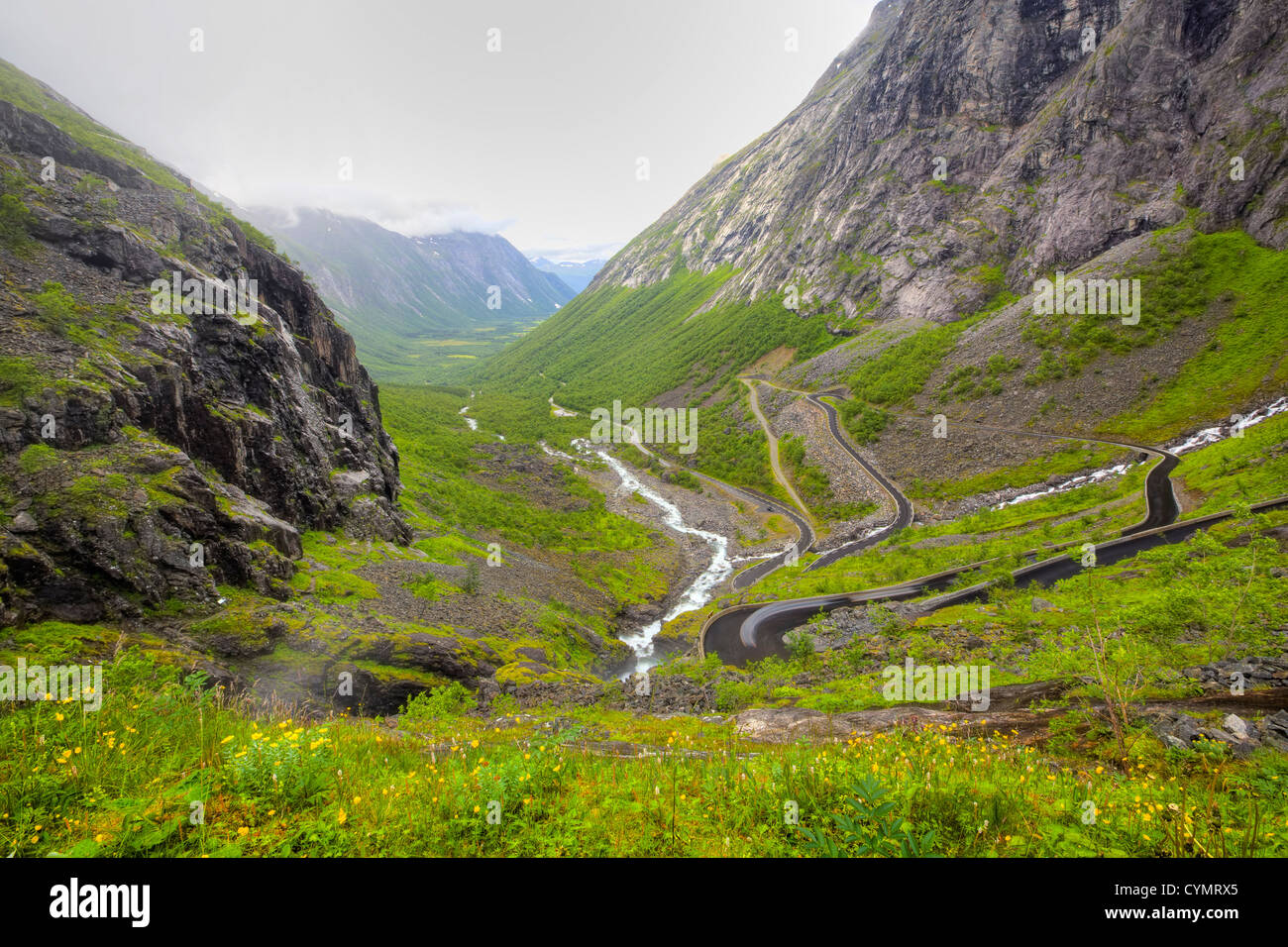 Trollstigen in Norway, the famous road photographed from above Stock ...