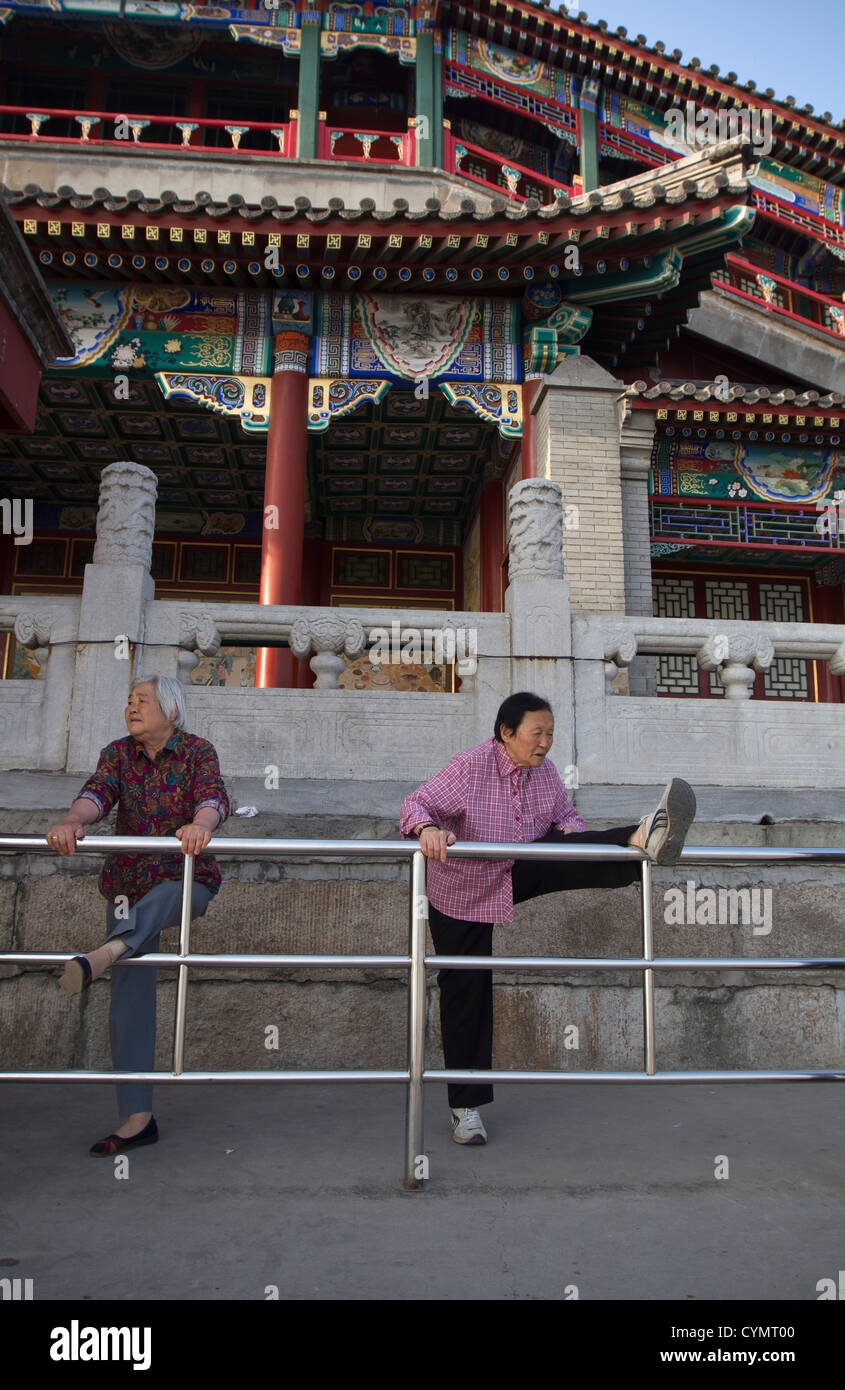 Women taking part in morning exercises in Beihai Park, Beijing, China ...
