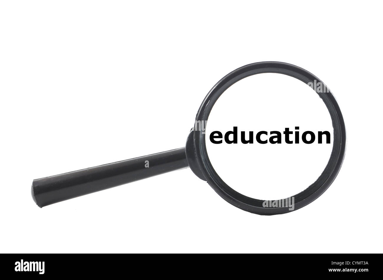 education concept with magnifying glass isolated on white background ...