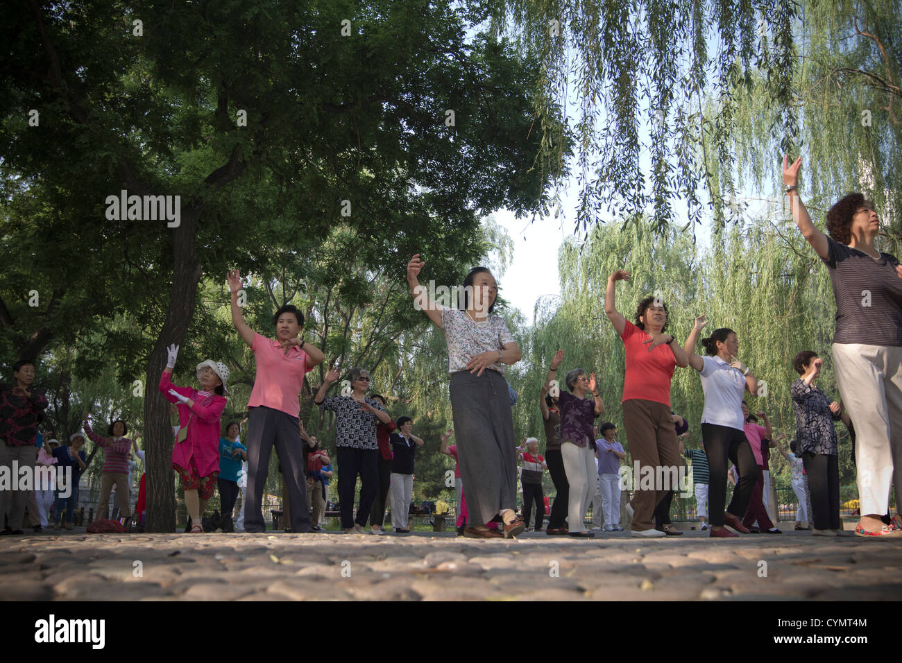 Women taking part in morning exercises in Beihai Park, Beijing, China ...