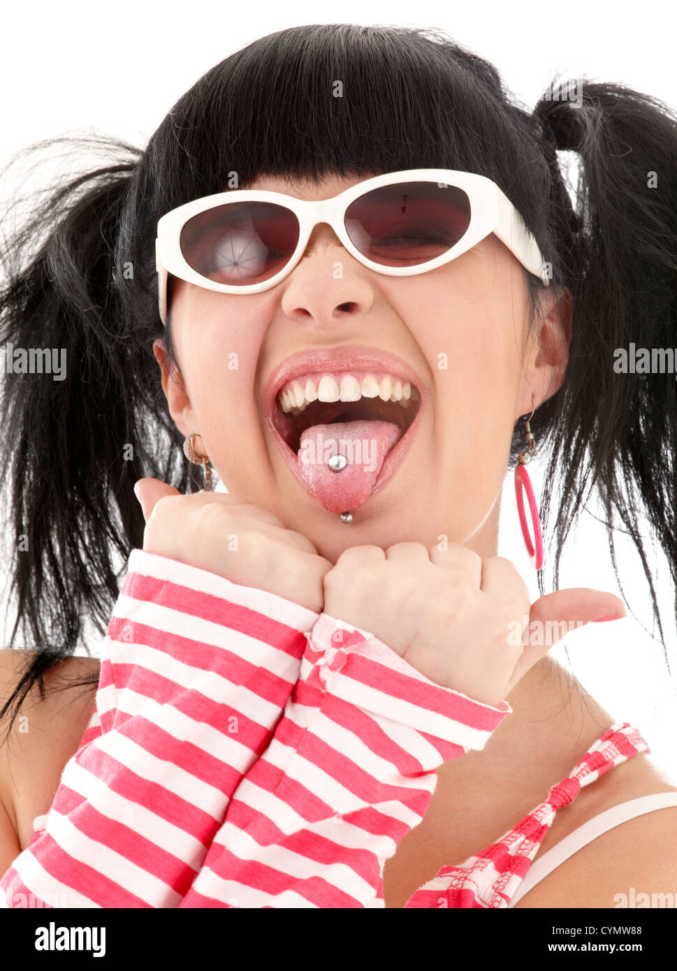 pink striped girl portrait Stock Photo - Alamy