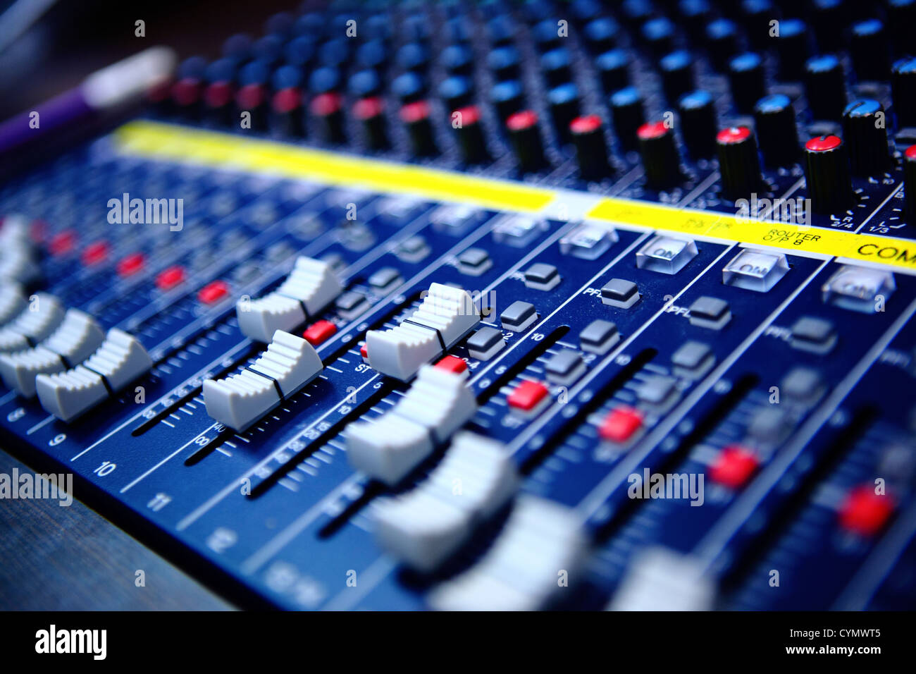 controls of audio mixing console Stock Photo - Alamy