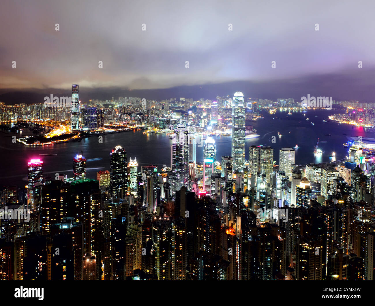 Hong Kong skyline at night Stock Photo - Alamy