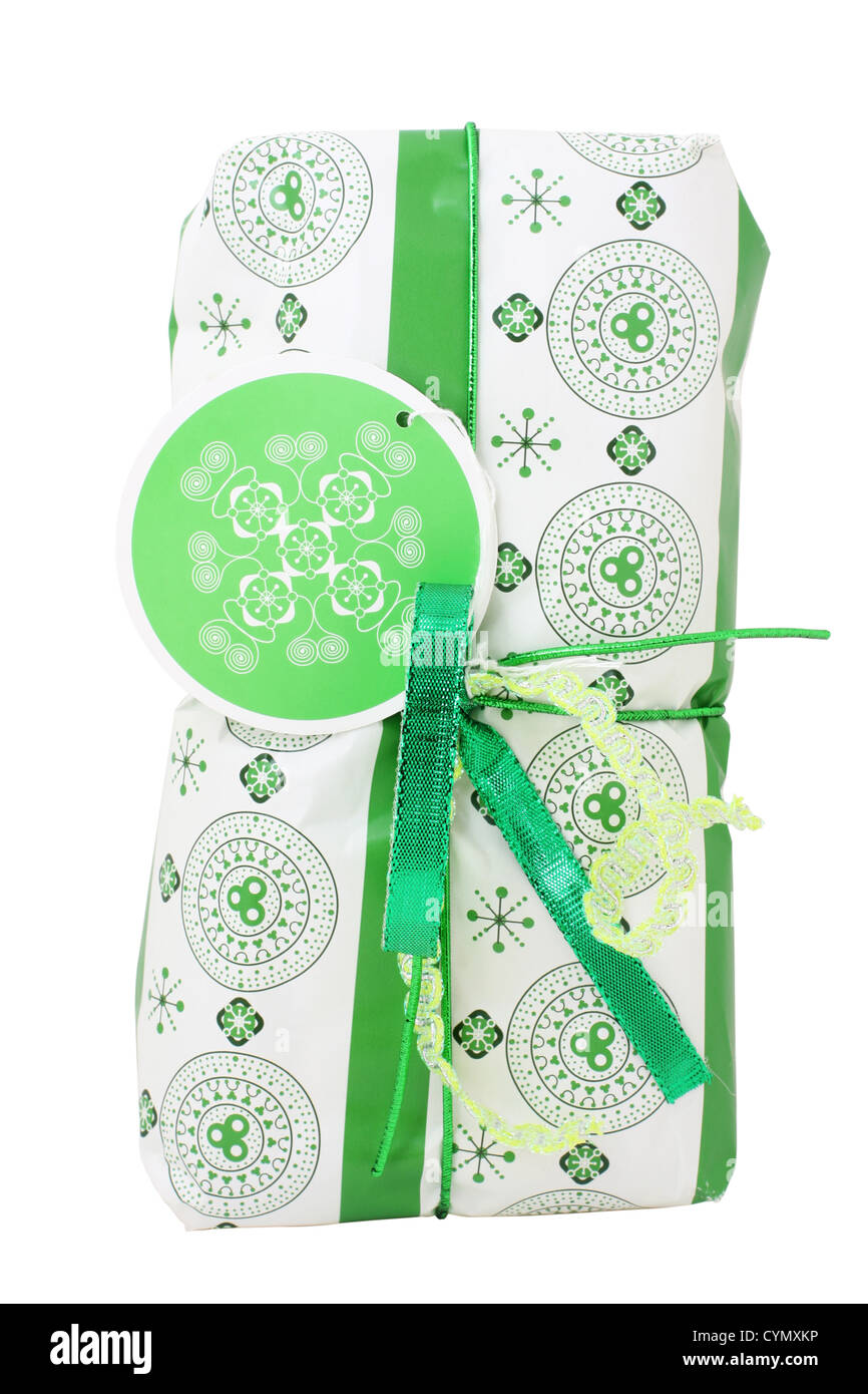 Wrapped present isolated on white with clipping paths Stock Photo - Alamy