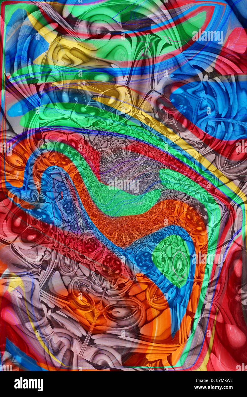 Abstract color background, chaotic colors swirling around, very 60´┐¢s ...