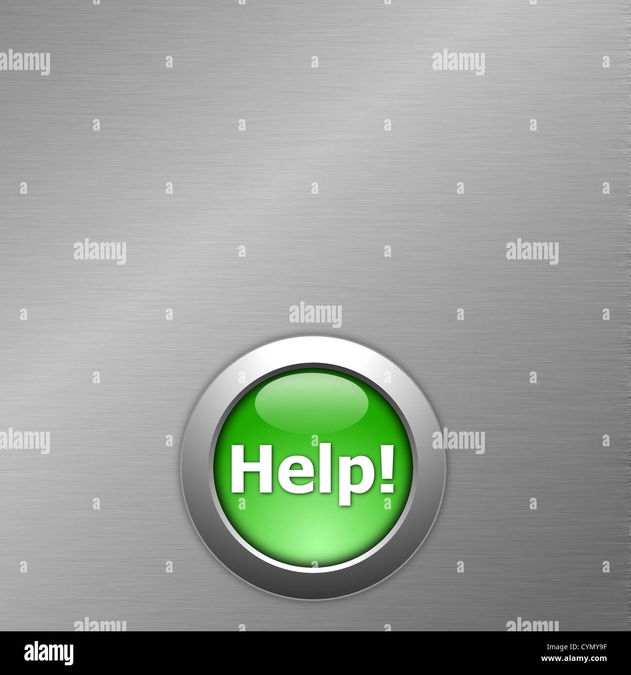 green help button on metal a texture Stock Photo - Alamy