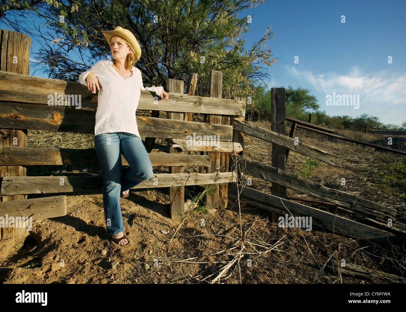 Old western fence hi-res stock photography and images - Alamy