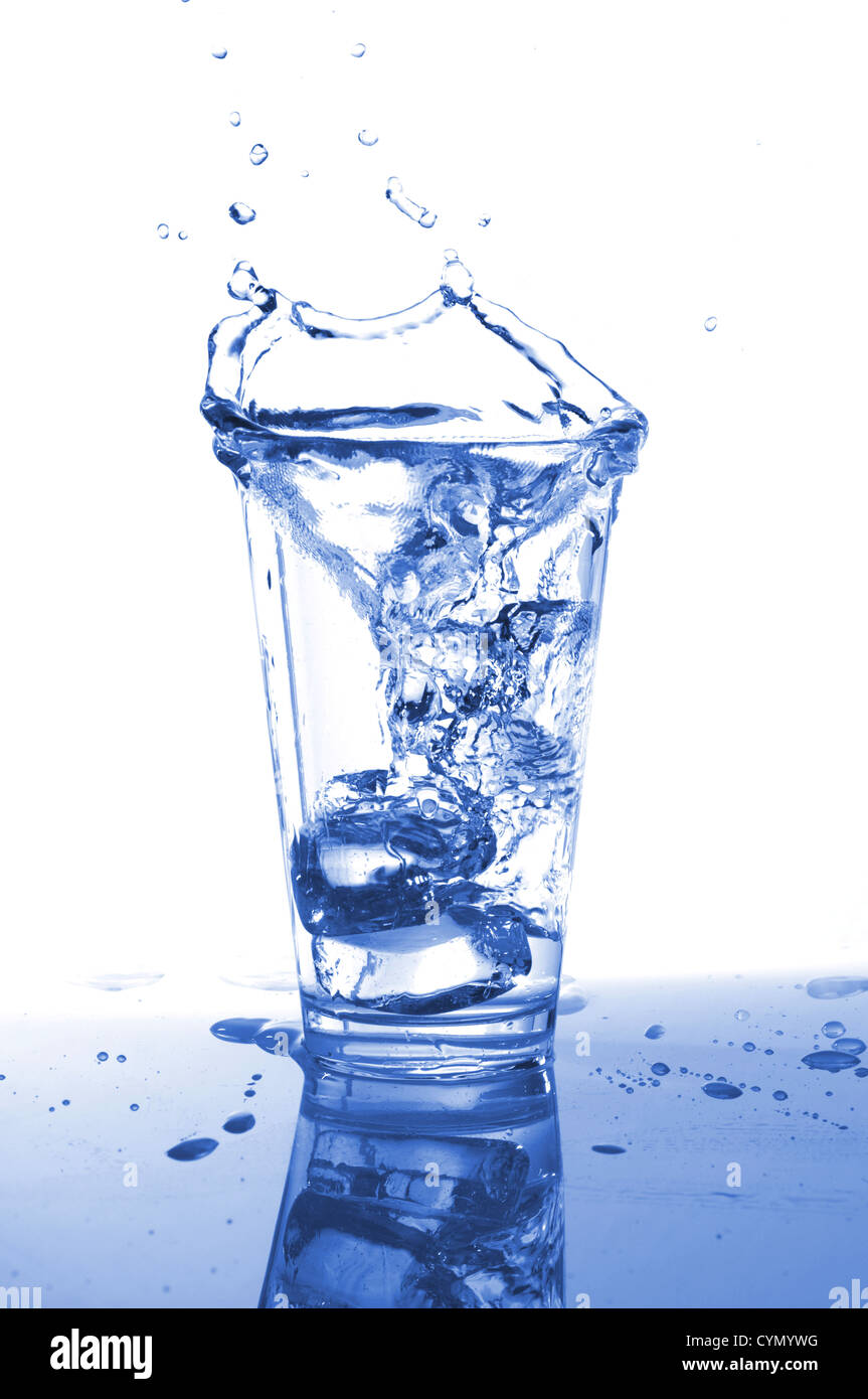 glass or cup of splashing water on white background Stock Photo - Alamy