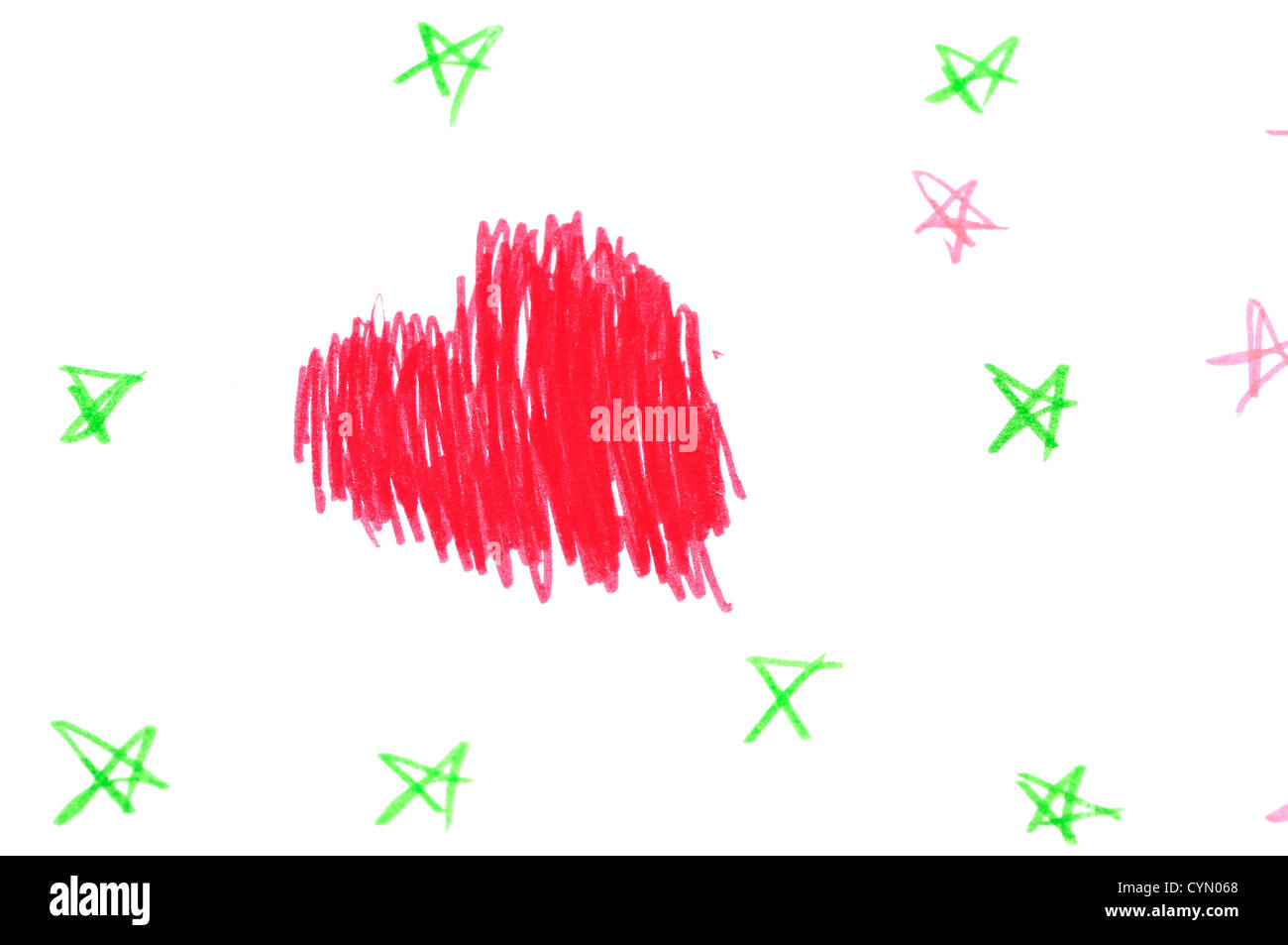 The small child has drawn red heart Stock Photo - Alamy