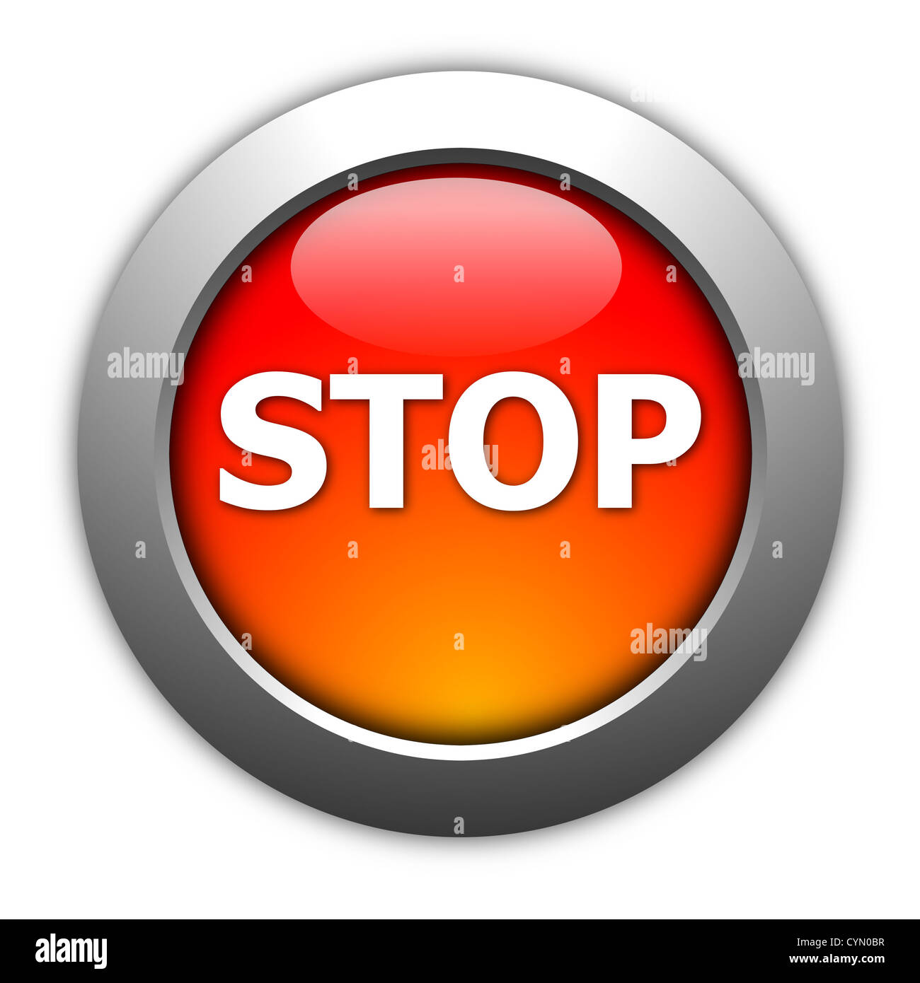 illustration of a stop button on white background Stock Photo - Alamy