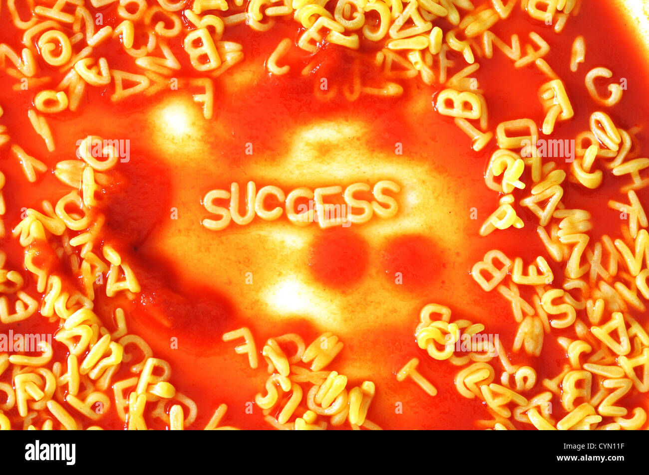 business success shown by food alphabet at lunch Stock Photo - Alamy