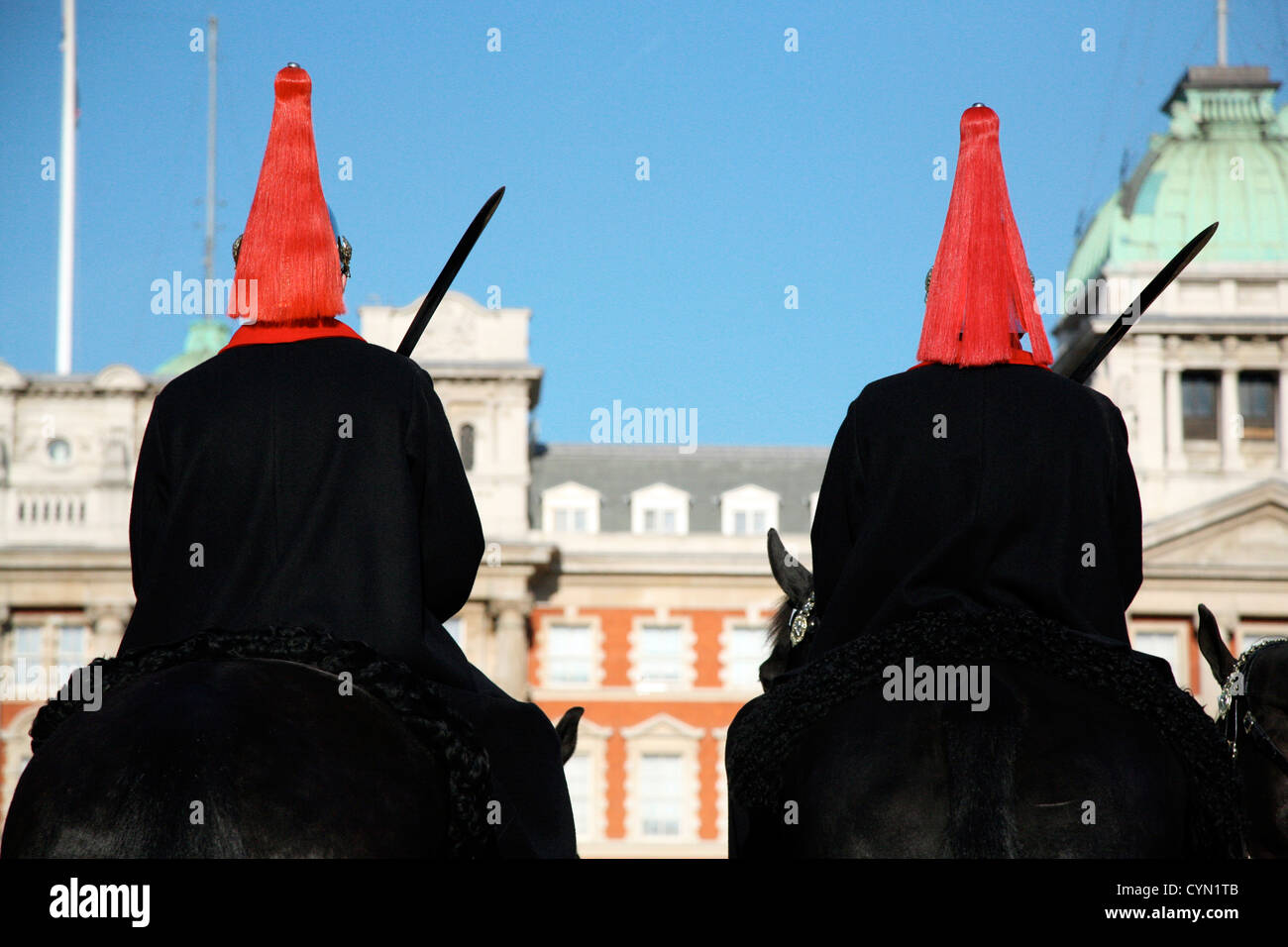 couple of riding guards prepare to change the guard Stock Photo - Alamy