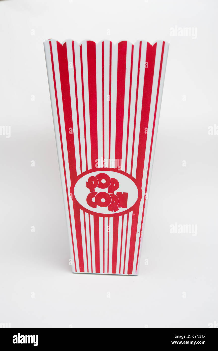 Plastic pop corn container on neutral background Stock Photo - Alamy