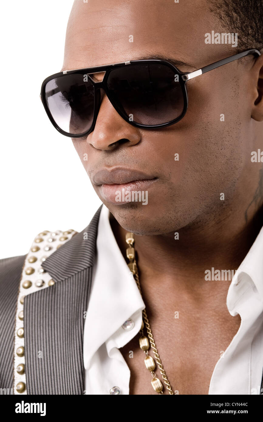 Portrait of black person on a isolated white background Stock Photo - Alamy