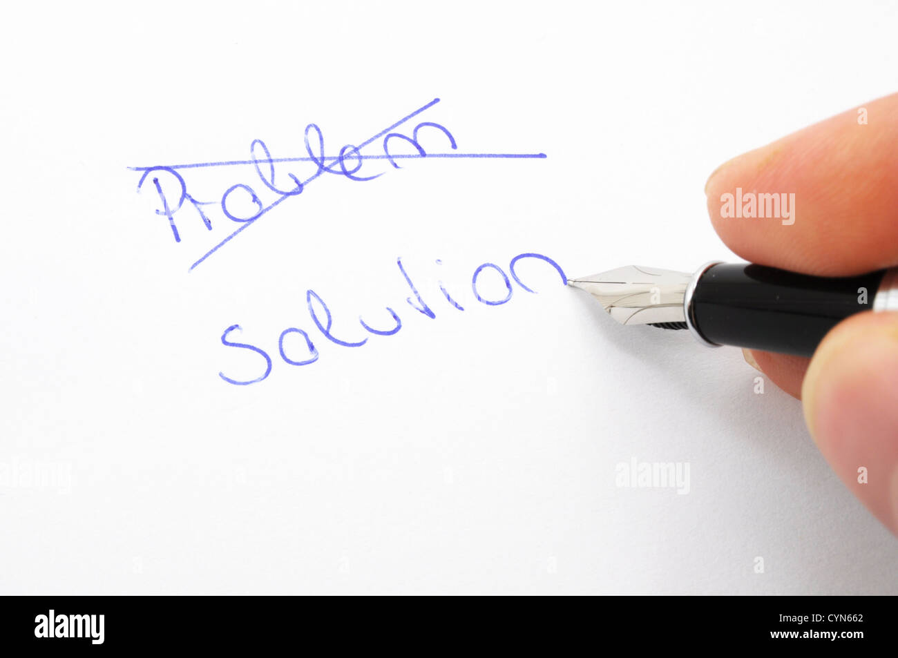 problem and solution concept with pen and paper Stock Photo - Alamy
