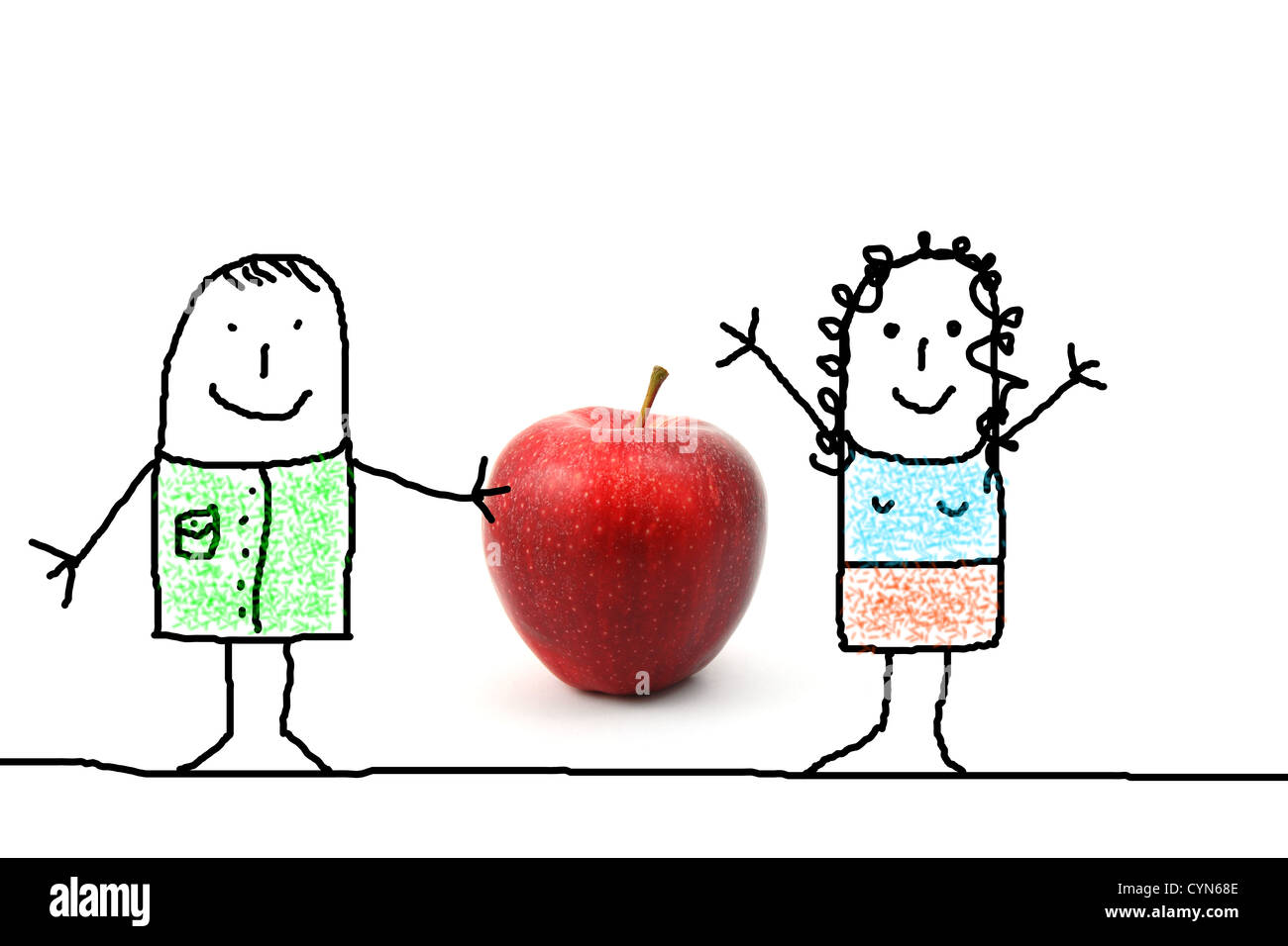 Woman apple fruit character hi-res stock photography and images - Alamy